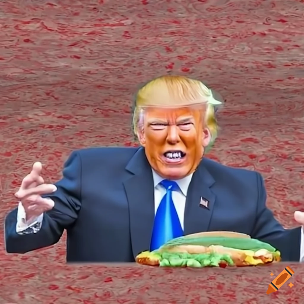 Satirical portrayal of trump and putin in red square on Craiyon