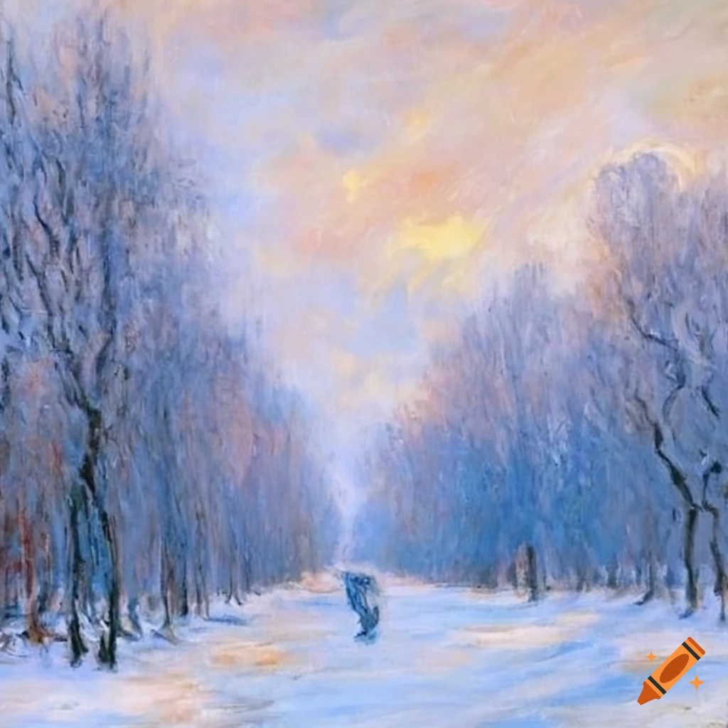 Snow-covered trees by claude monet on Craiyon