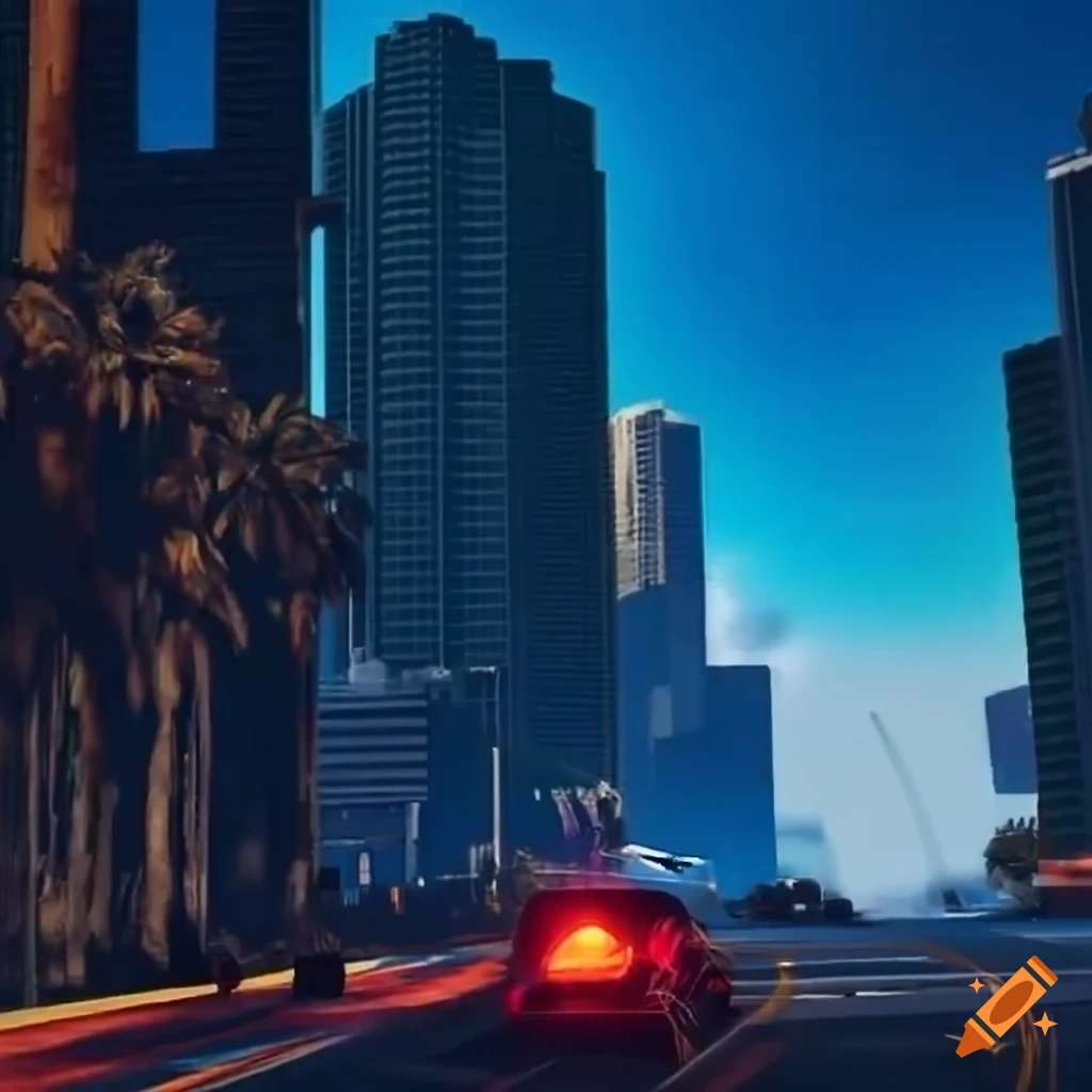 Gta 5 loading screen featuring miami during the day on Craiyon