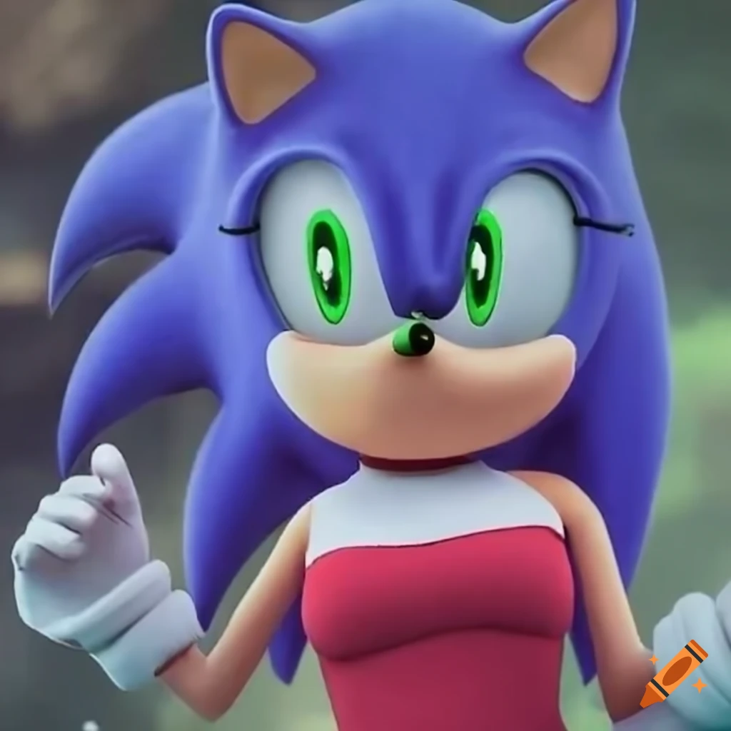 Female sonic the hedgehog getting style tips from amy on Craiyon