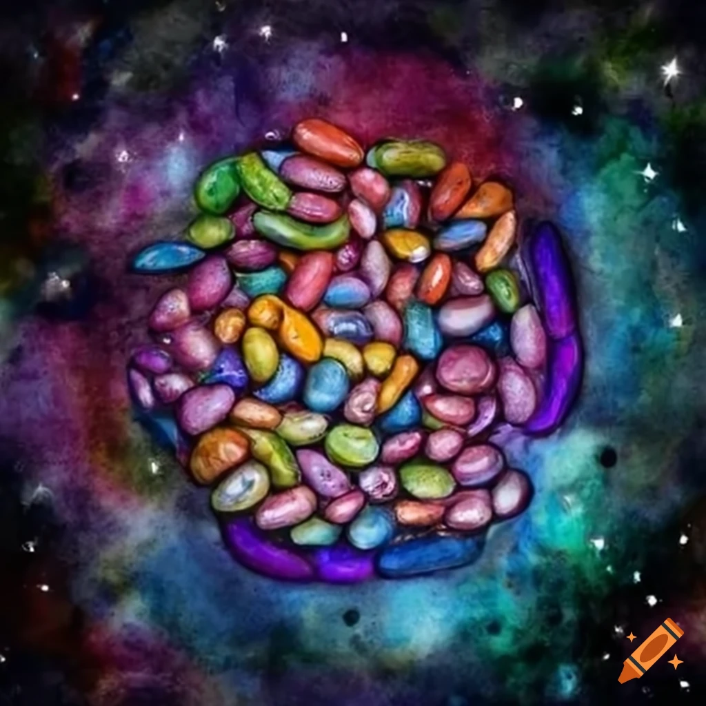 Beautifully rendered space-themed bean sculpture on Craiyon