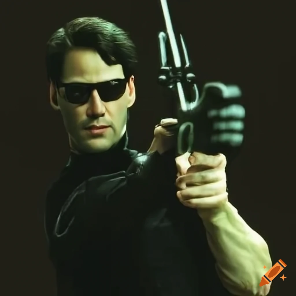 Fictional character neo from matrix aiming with a bow on Craiyon