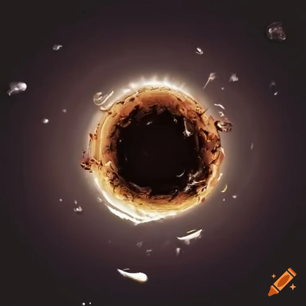 Dirt orb surrounded by a ring of debris in space on Craiyon