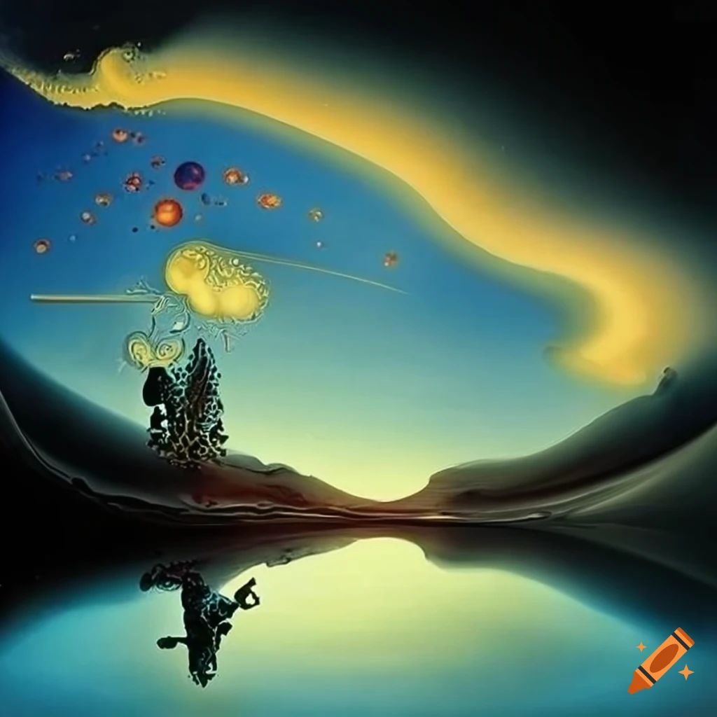 Salvador dali's hyperrealistic painting of frozen mercury landscape in ...