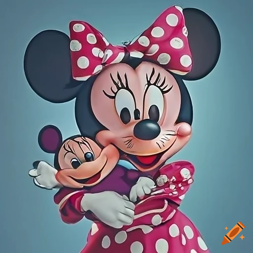 Minnie Mouse holding a delicate child on Craiyon