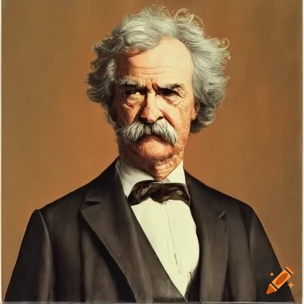 Portrait of mark twain by norman rockwell on Craiyon