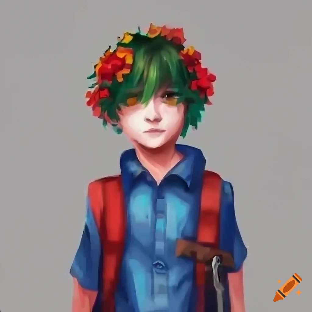 Stylish minecraft boy character with blue shirt and red backpack on Craiyon