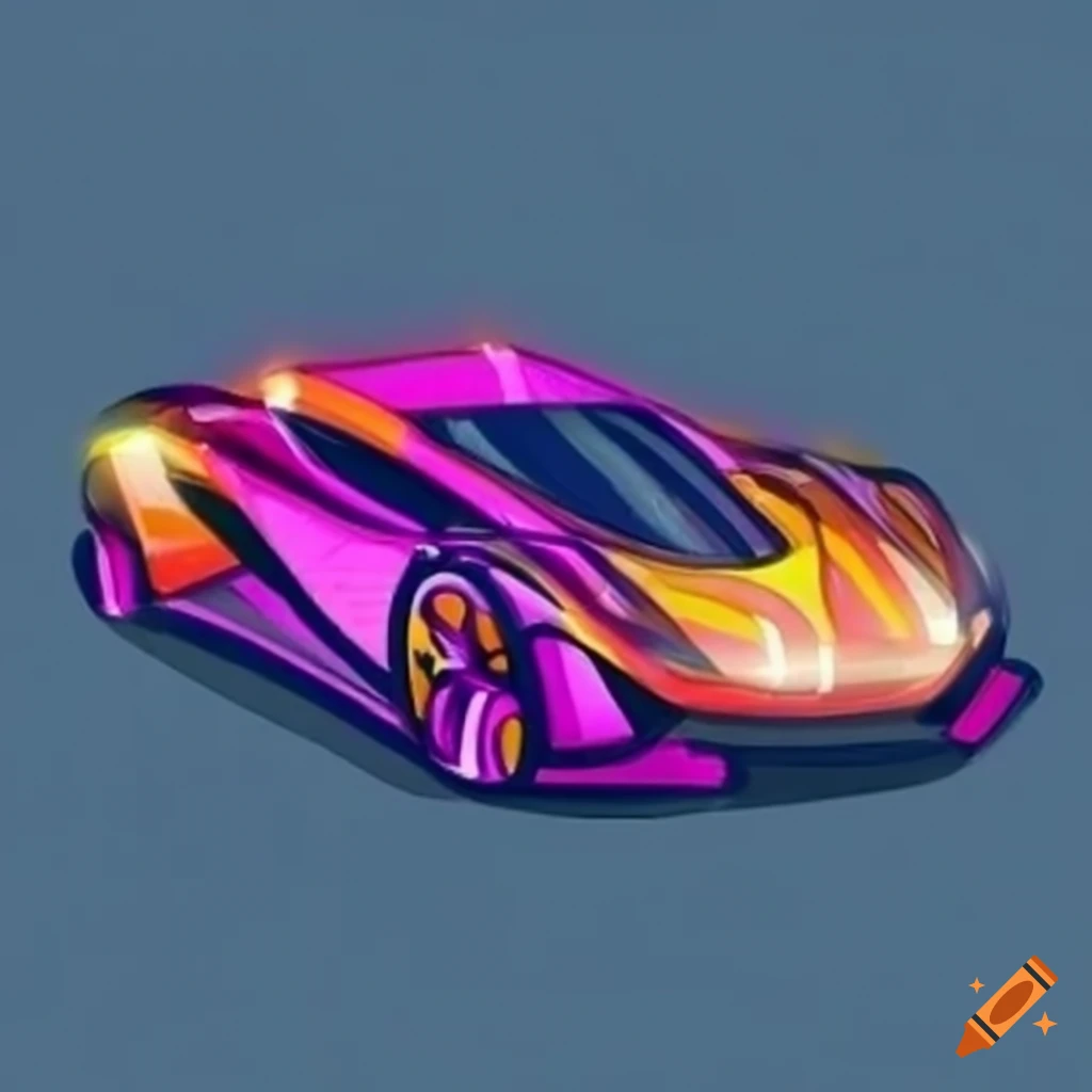 Futuristic supercar concept with glowing wheels on Craiyon