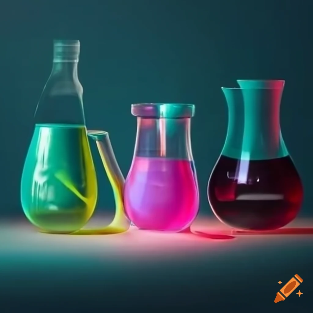 Harmonious laboratory with bubbling beakers and aromatic scents on Craiyon