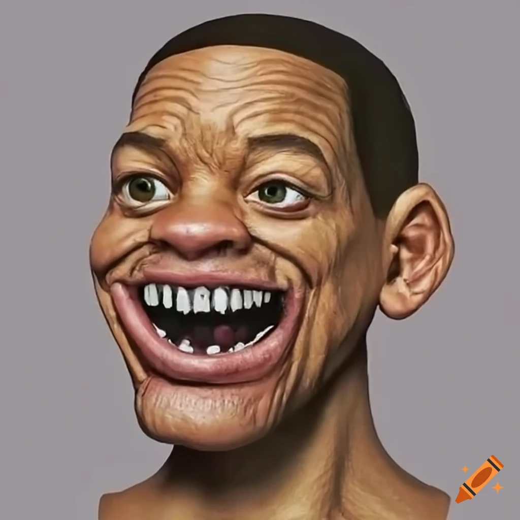 Realistic troll face of will smith on Craiyon
