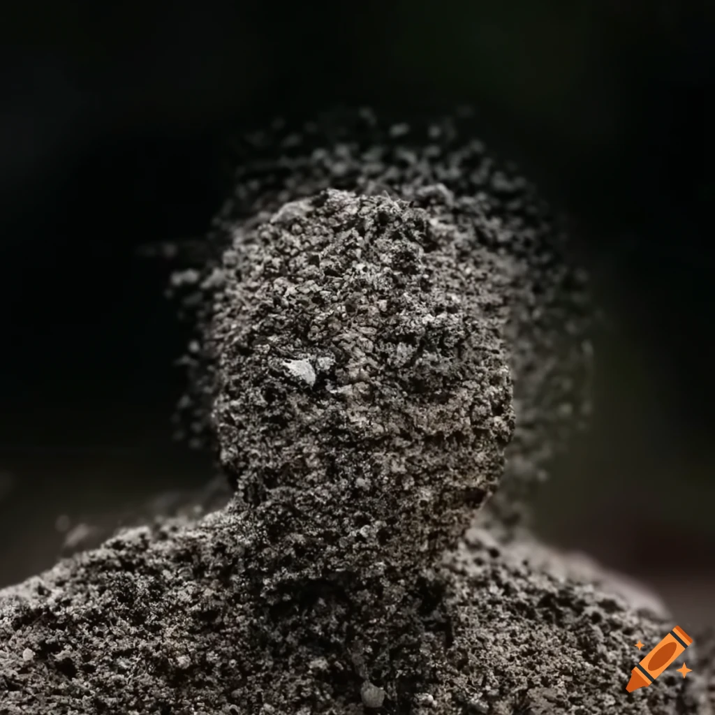 Sculpture of a humanoid made of dirt on Craiyon