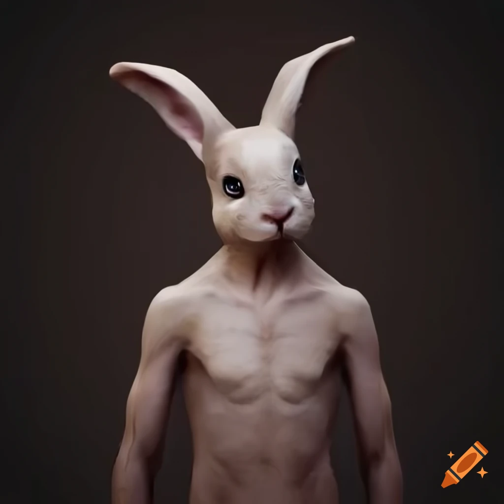 Creative concept of a half rabbit, half human creature on Craiyon