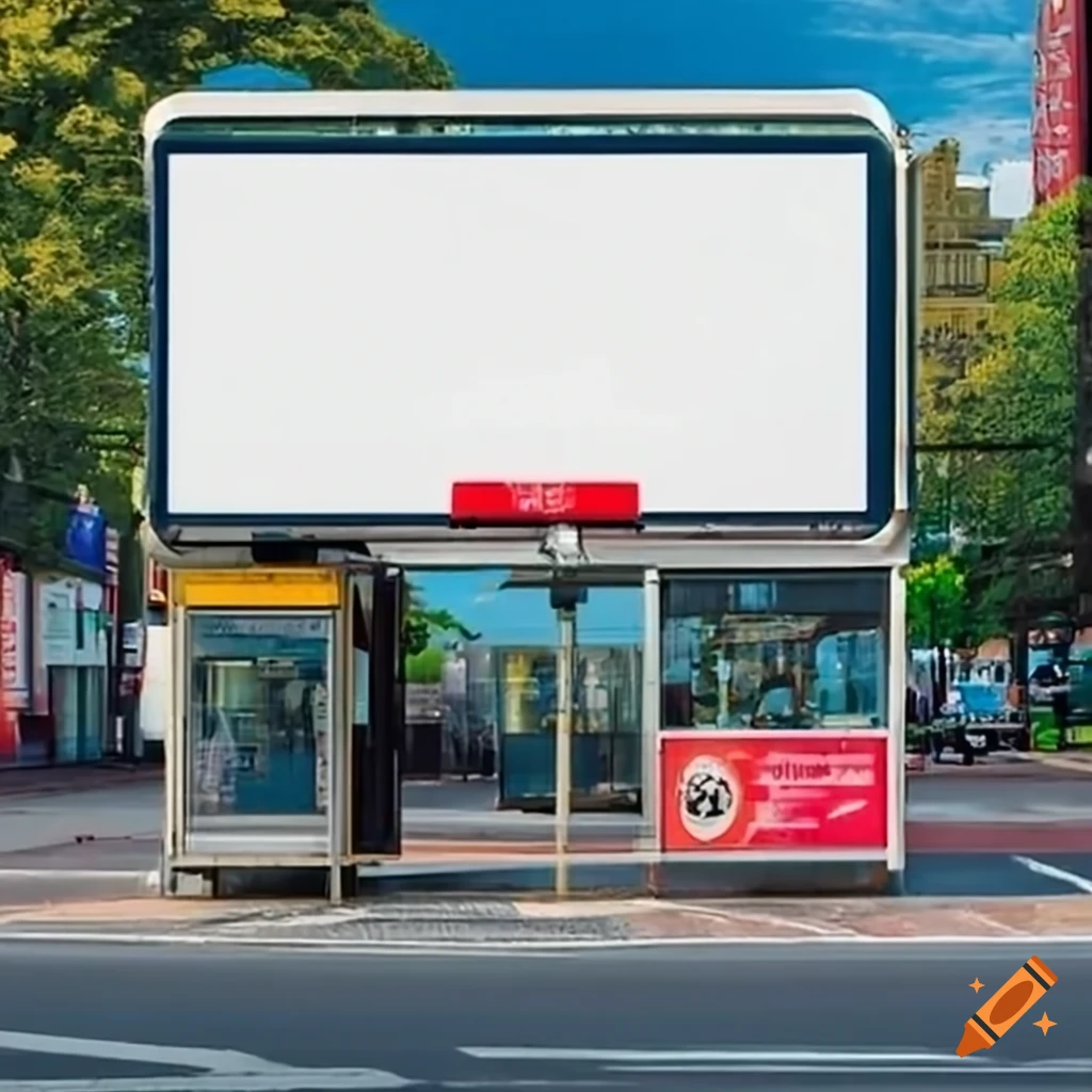 Bus stop with advertising billboard on Craiyon