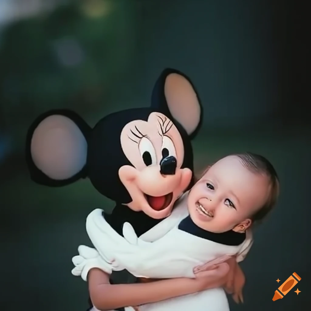 Minnie mouse holding a delicate child on Craiyon