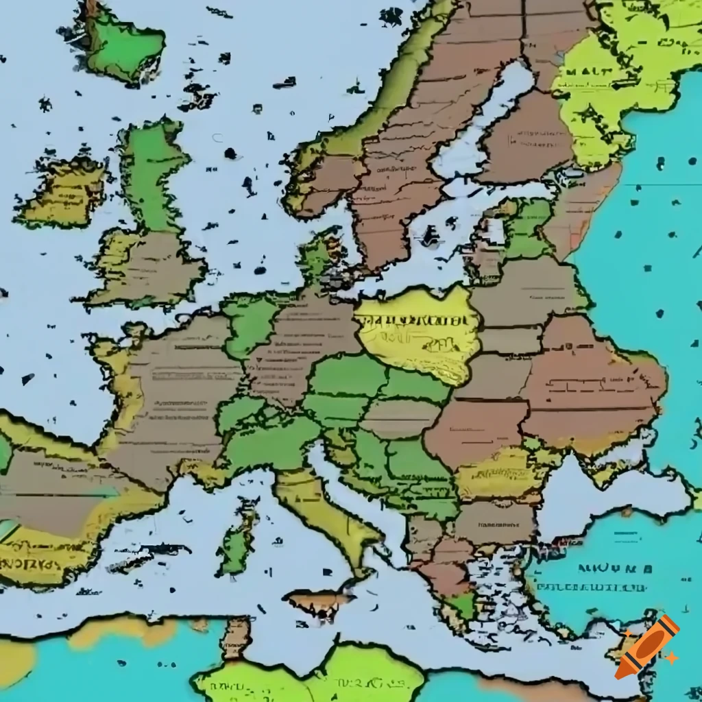 Accurate map of europe on Craiyon