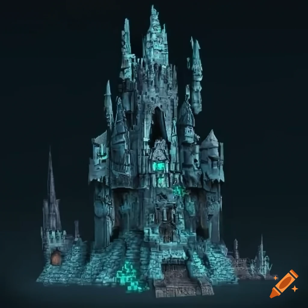 Lichking castle inspired by the lich tower from twilight forest mod on Craiyon