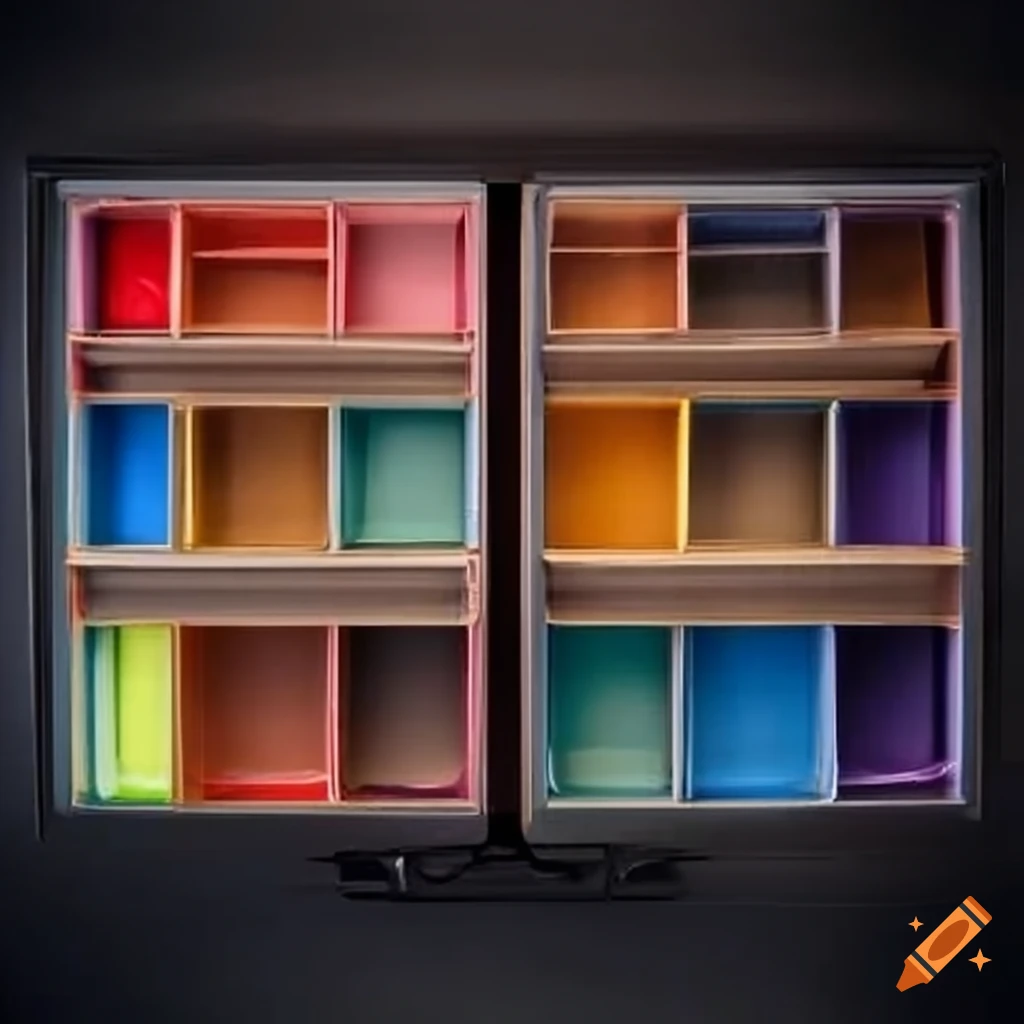 Colorful empty drawer organizer top view on Craiyon