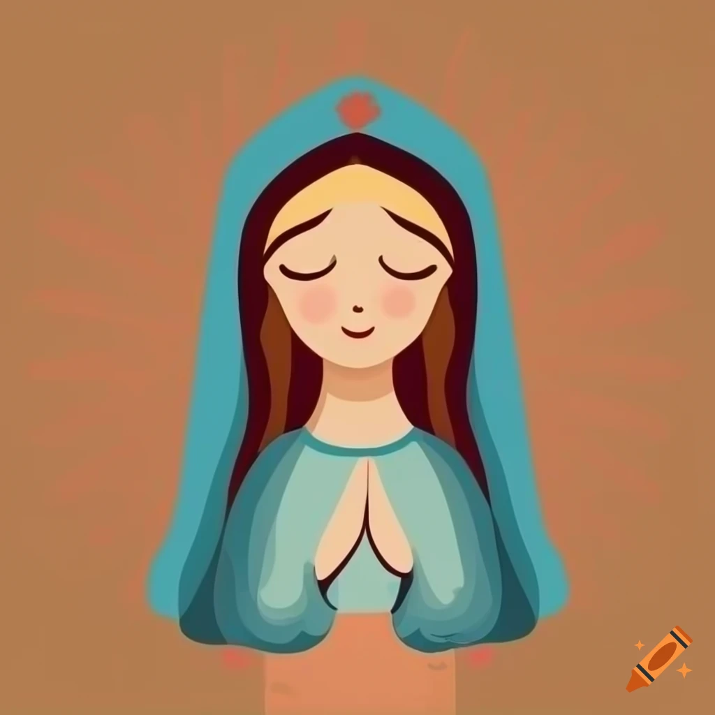 Smiling abstract vector saint mary for children's storybook on Craiyon
