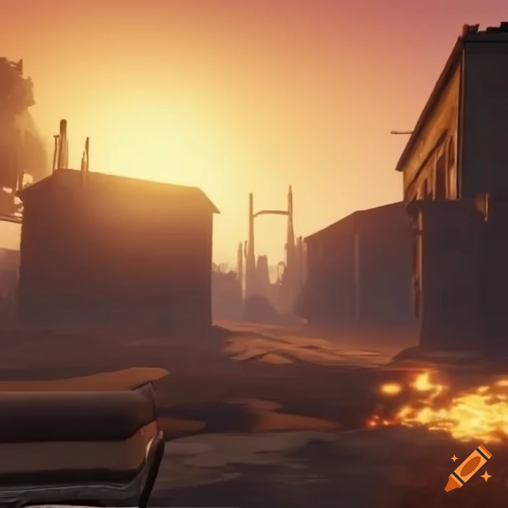 Gta 5 loading screen landscape with armory on Craiyon