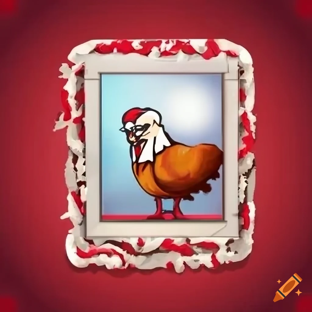2d square frame border with kfc chicken design on Craiyon