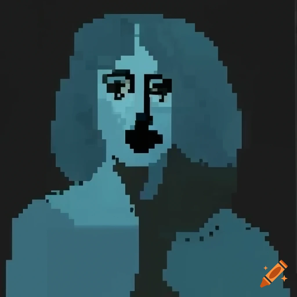 Pixelated silhouette portrait in picasso style with melancholic ...