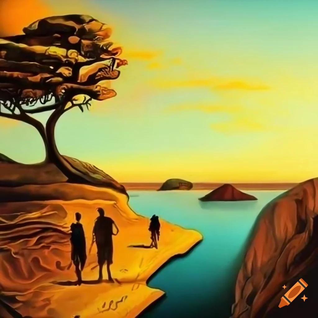 Imagical african dali landscape drawing on Craiyon