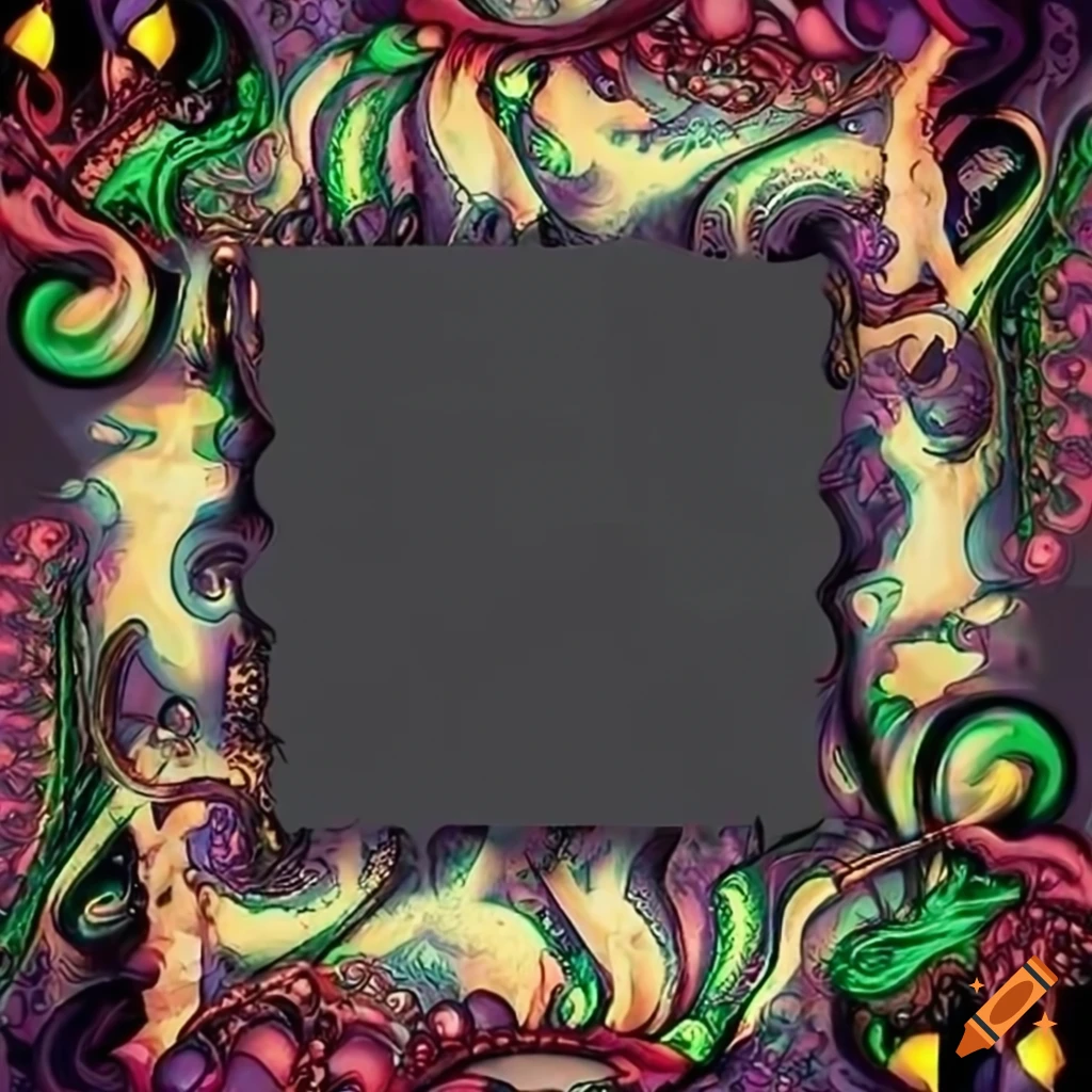 Square frame border with ghostly voodoo design on Craiyon