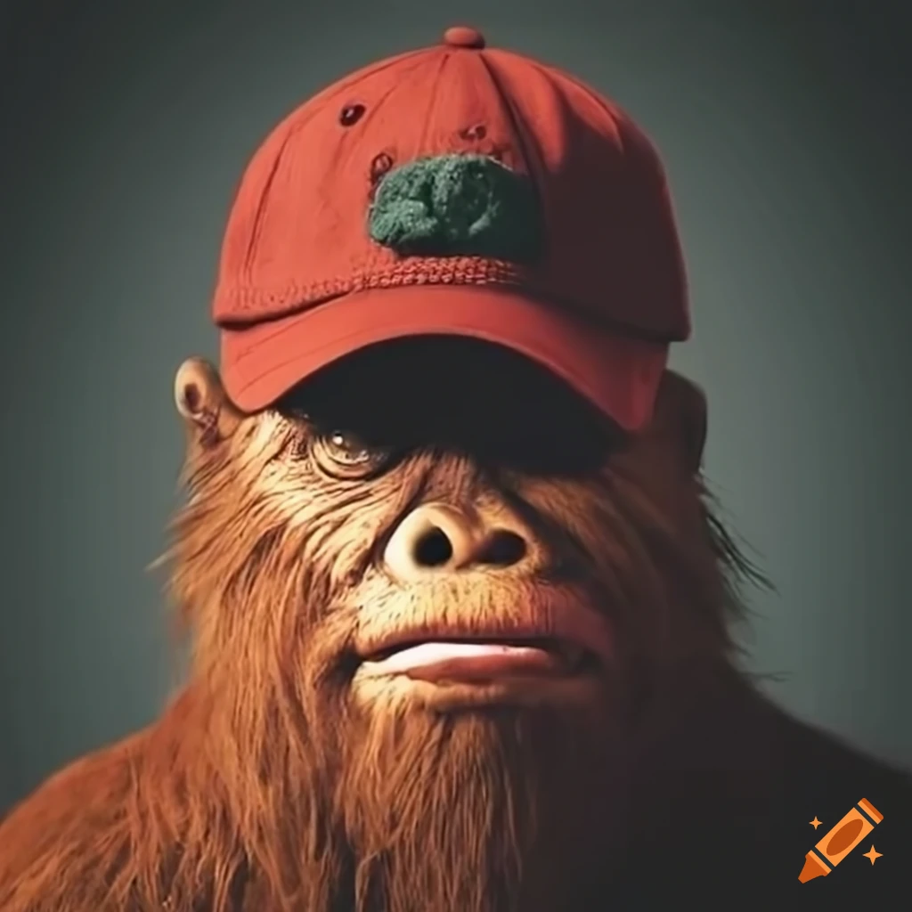 Bigfoot wearing a dad hat on Craiyon