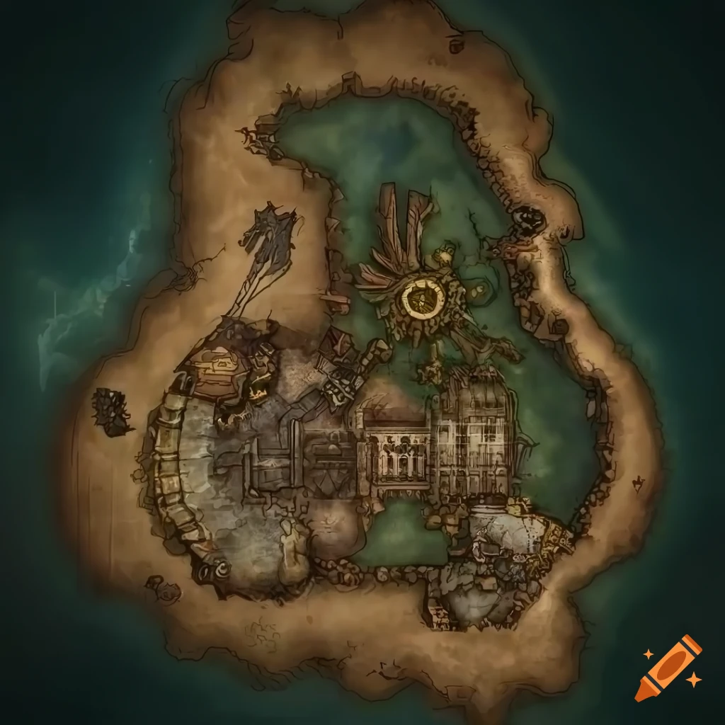 Epic steampunk beach-themed battle map with high definition graphics on ...