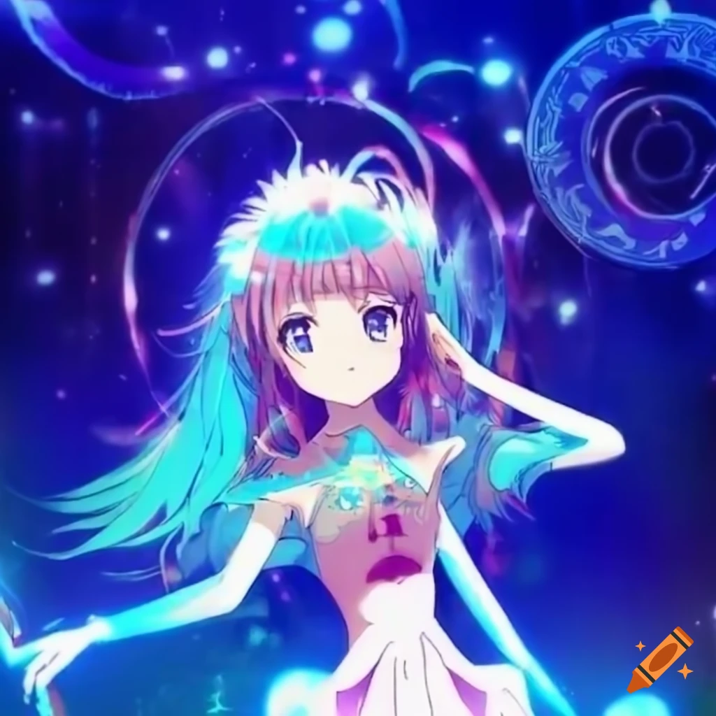 Anime magical navigator in hologram form on Craiyon