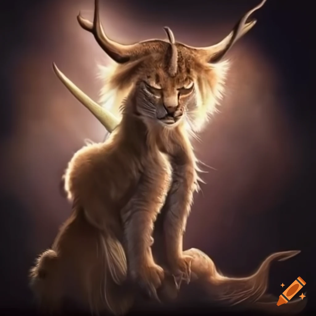 Mythical creature with lynx and unicorn features on Craiyon
