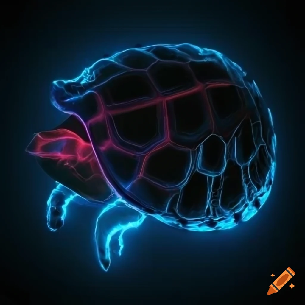 Abstract dark neon turtle shell on Craiyon