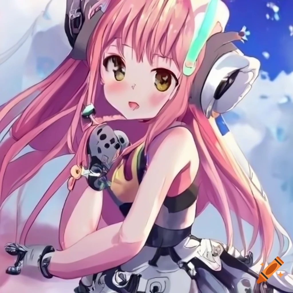 Magical cute girl with robotic parts in anime style on Craiyon
