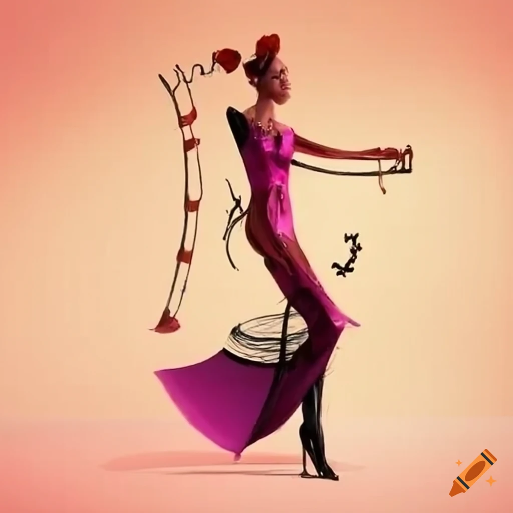Surrealist image of a singing diva on stilts on Craiyon