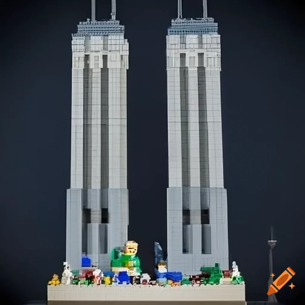 Lego model of the twin towers in new york city on Craiyon