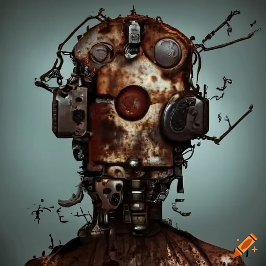 Steam punk rusty cyborg man on Craiyon
