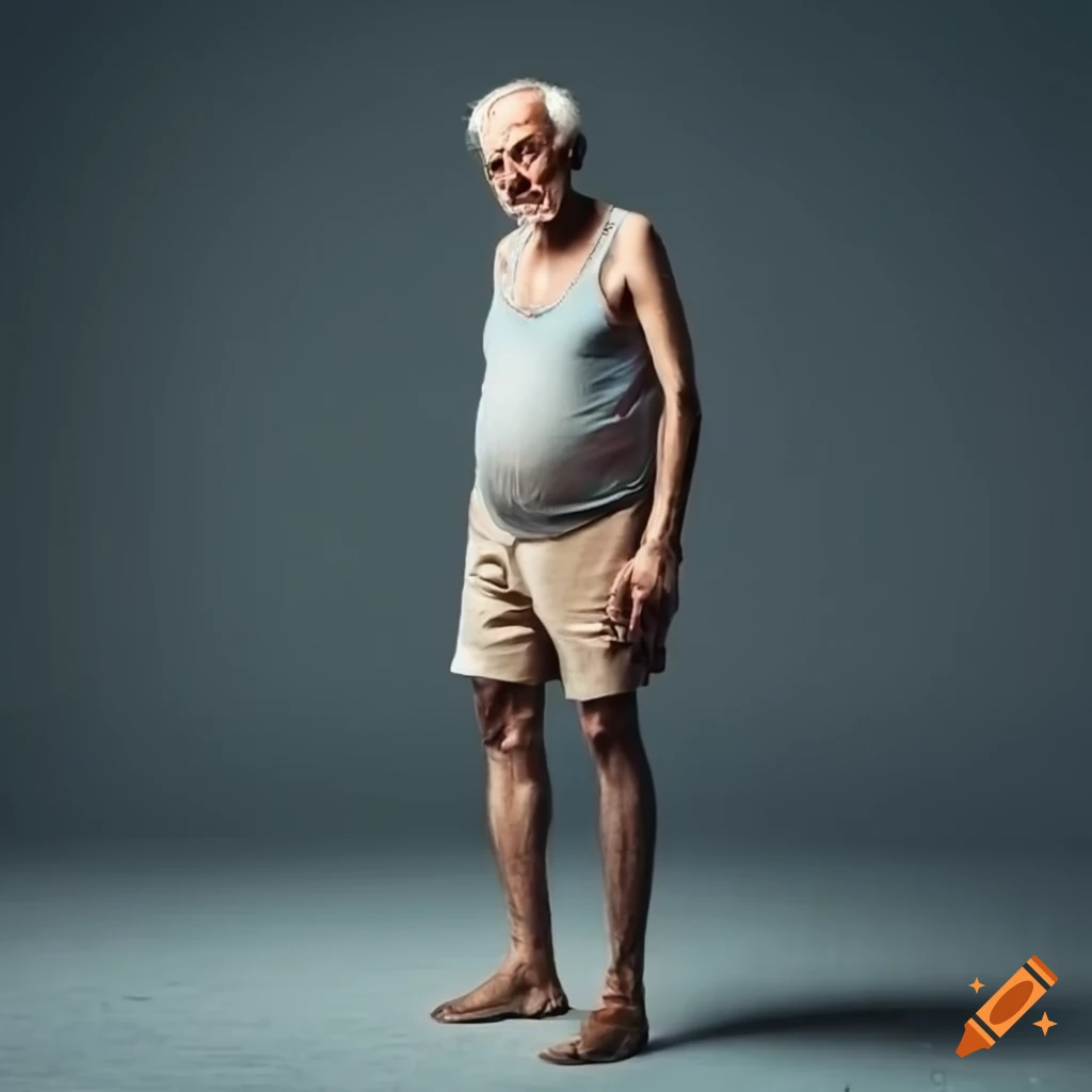 Elderly man in casual summer attire and flipflops on Craiyon