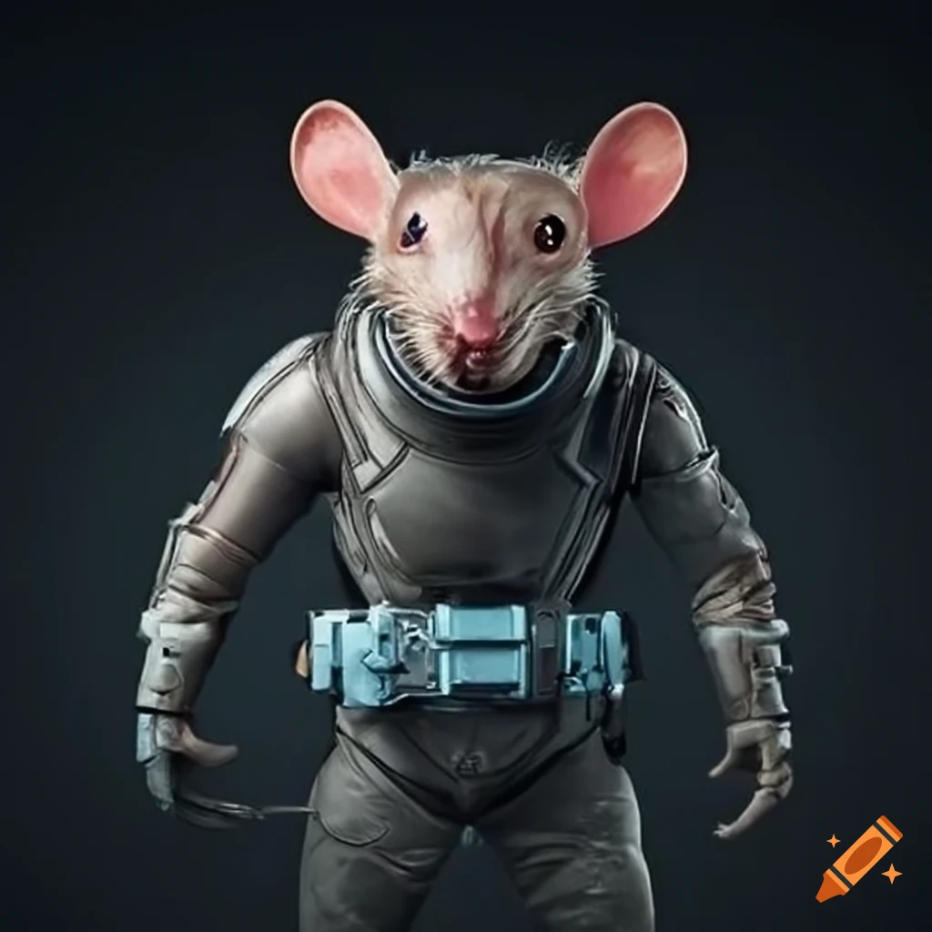 Space rat hero with spacesuit and ray gun on Craiyon