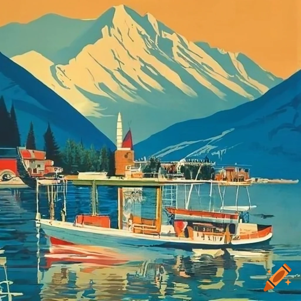 Vintage travel poster art of Nelson, British Columbia, Canada on Craiyon