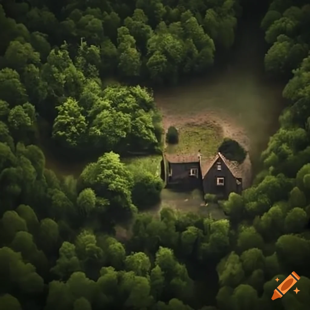 Small town integrated into a forest on Craiyon