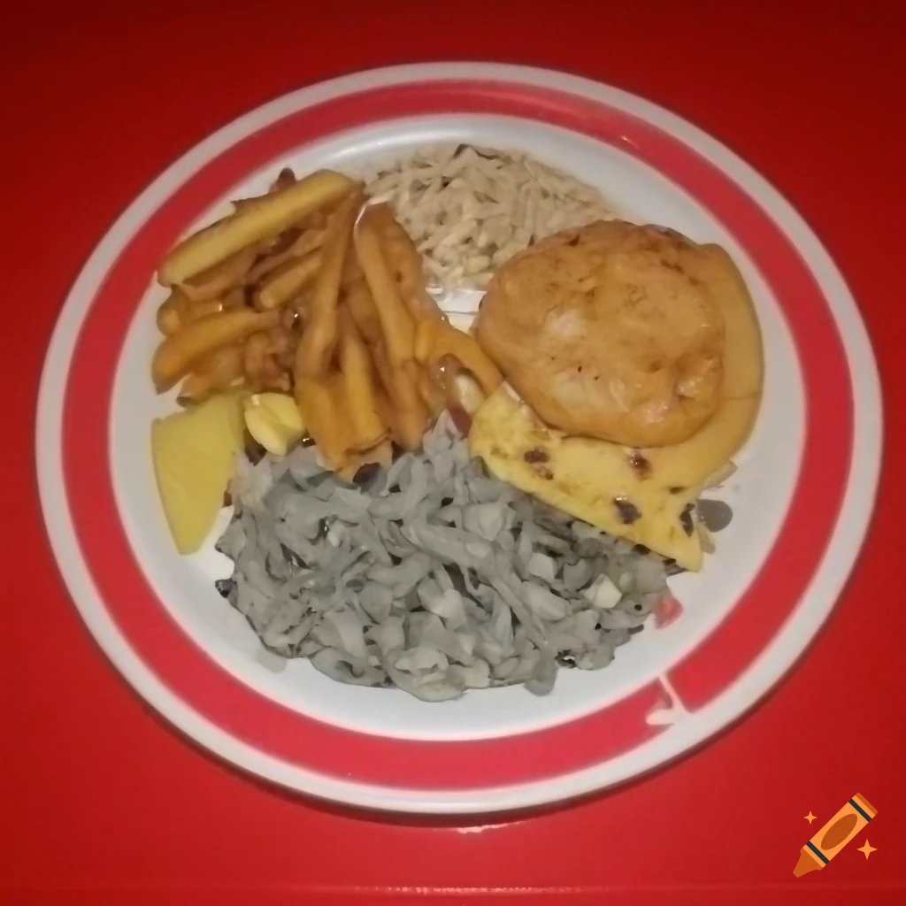 Plate of food from a local restaurant menu on Craiyon