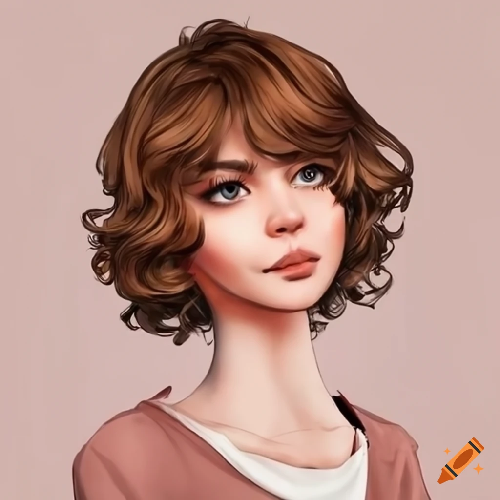 Transfeminine nonbinary person with medium-short wavy brown hair and a ...