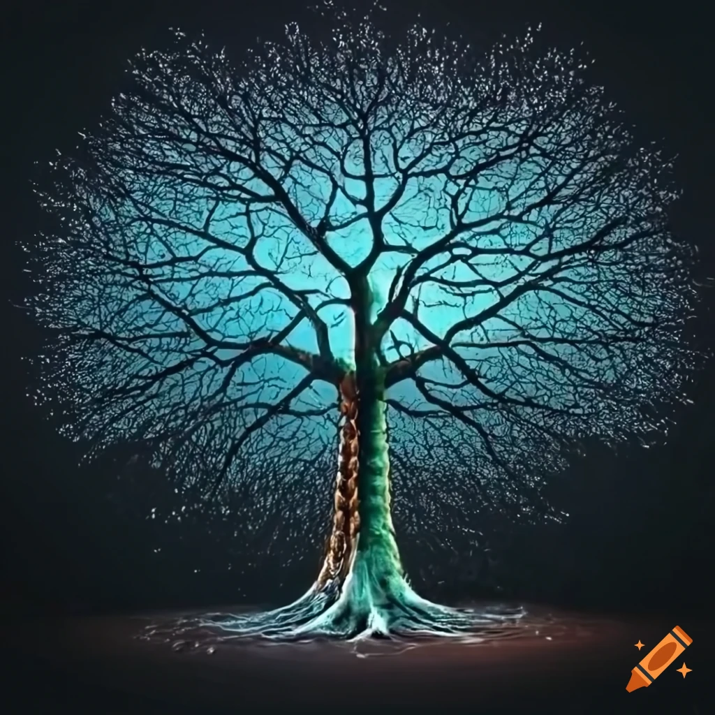 Tree with neuron-like branches on Craiyon