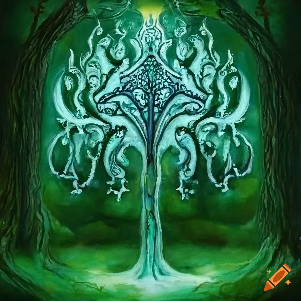 Epic fantasy painting of middle-earth's tree of gondor with soft pastel ...