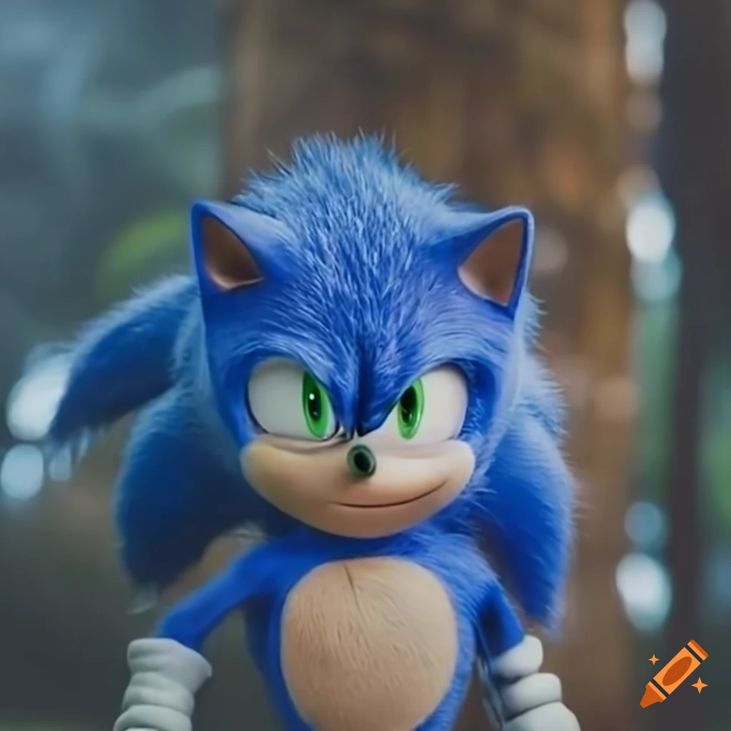 Sonic the hedgehog movie live action still on Craiyon