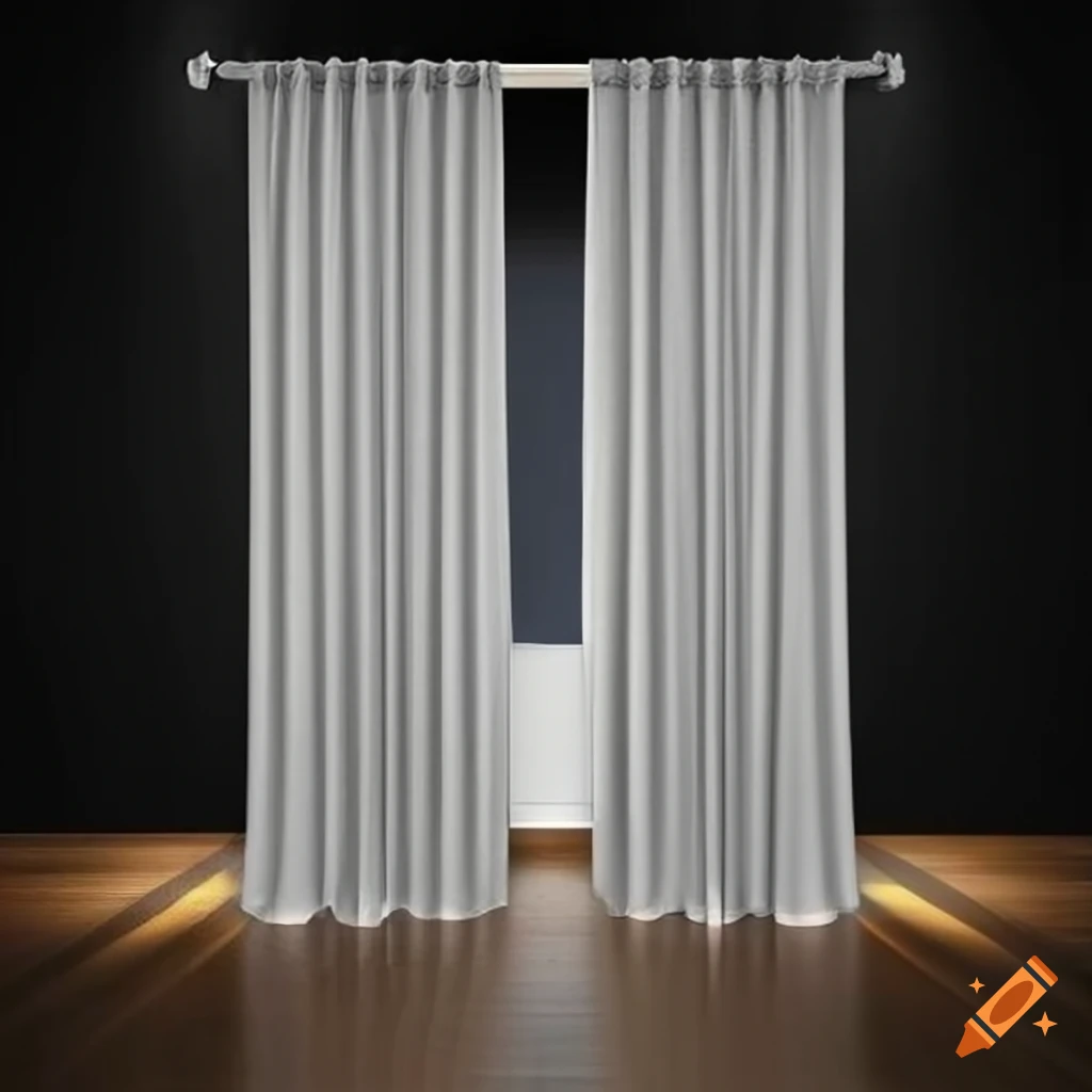 3d off-white curtains with false background on Craiyon
