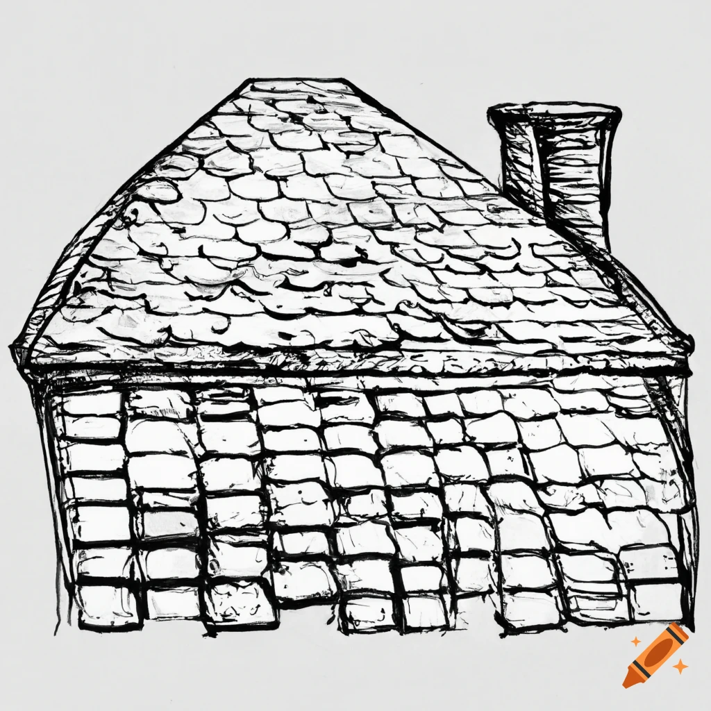 Sketch of a tile roof on Craiyon