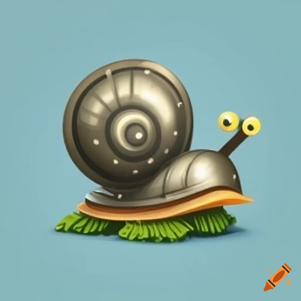 Snail wearing a knight's helmet with metal covered shell on Craiyon