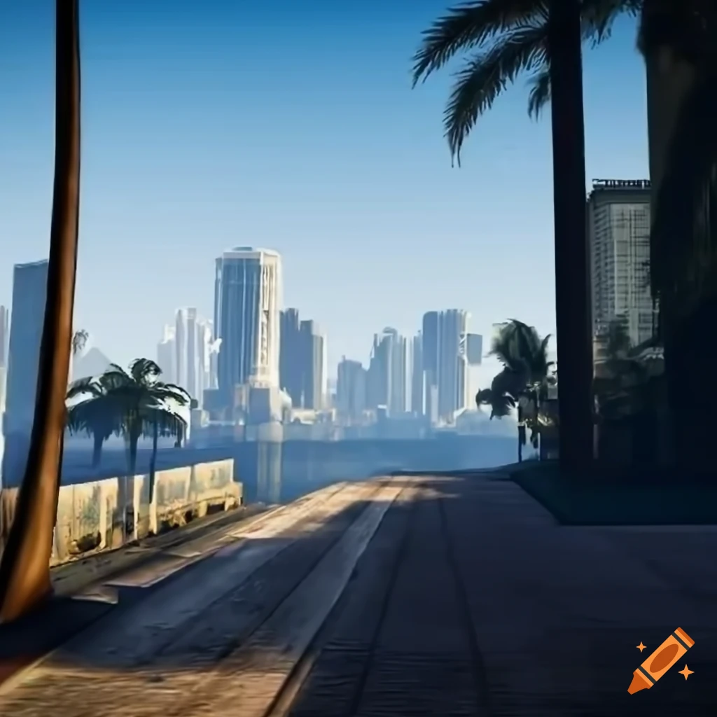 Gta 5 loading screen landscape with miami on Craiyon