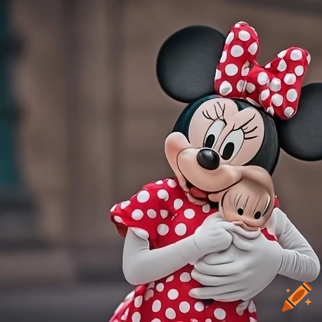 Minnie mouse holding a delicate child on Craiyon